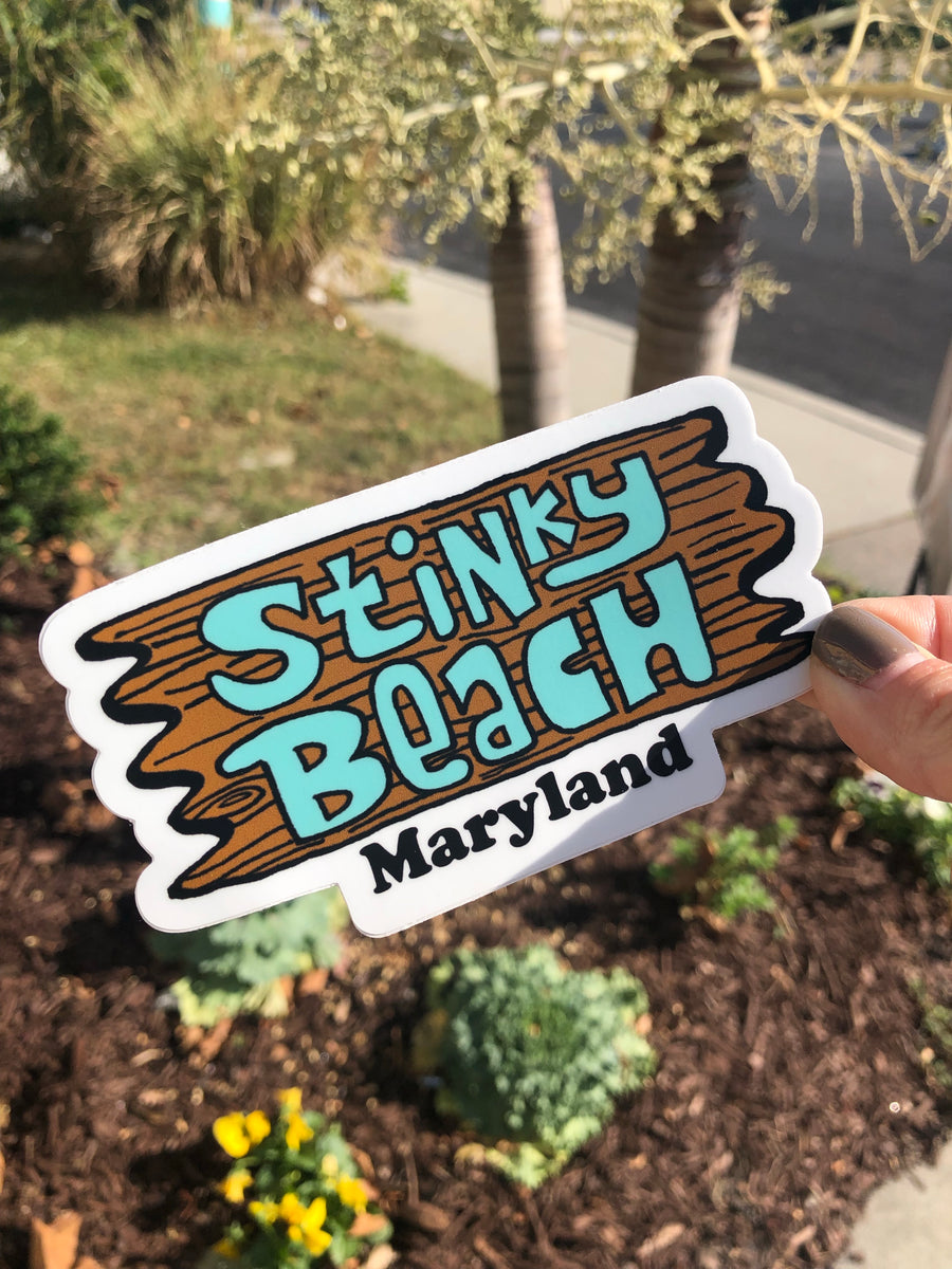 Stinky Beach logo sticker – Raggamuffin Jewelry & Clothing